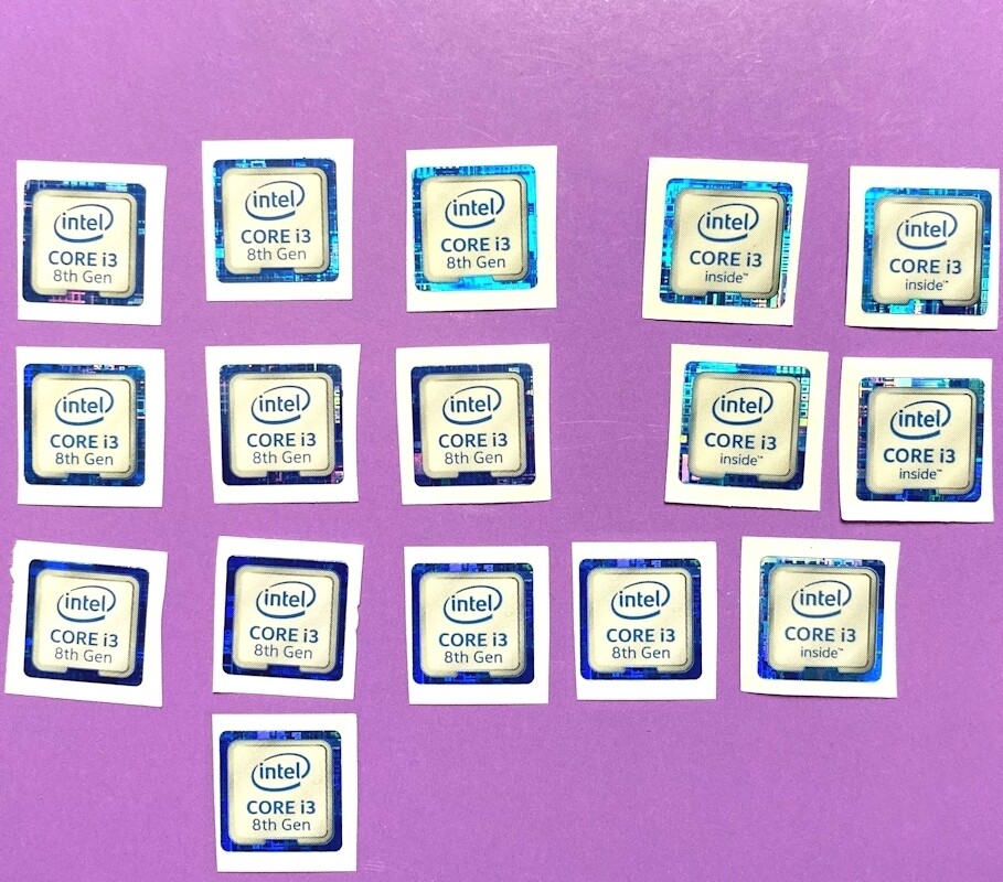 Lot of 16 Intel Core i3 Inside 8th Gen Stickers Genuine Hologram Shiny ...