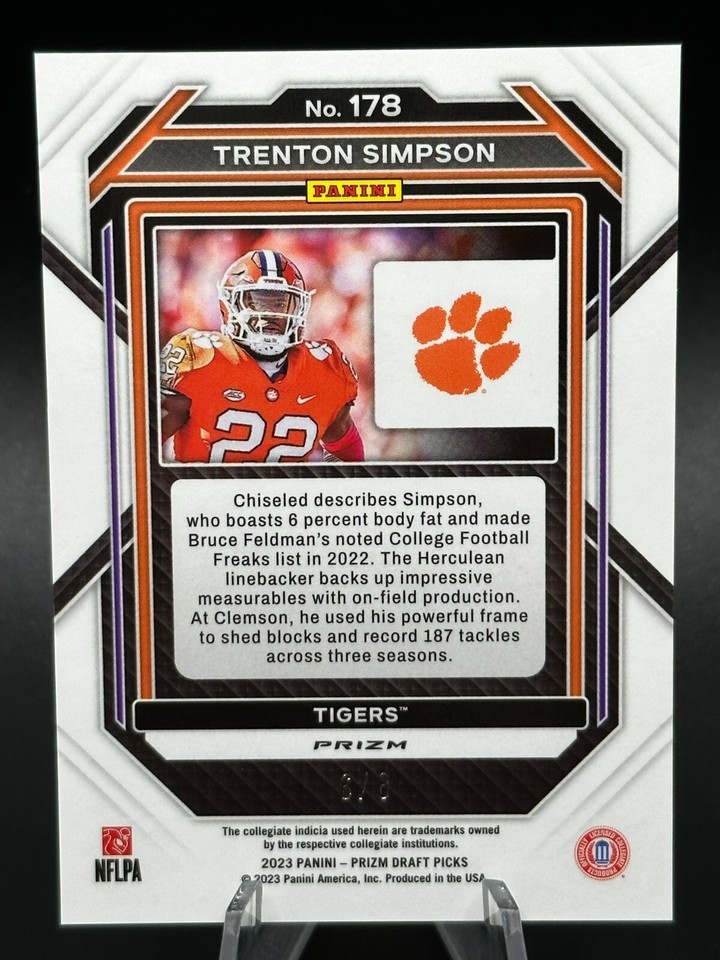 2023 Panini Prizm Draft Picks TRENTON SIMPSON Green Shimmer /8 Clemson ...