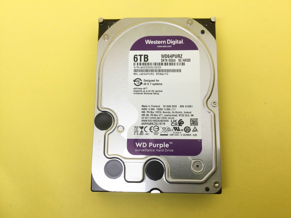 WD Purple 6TB 5400RPM SATA 6Gb/s 256MB 3.5‘’ Surveillance HDD WD64PURZ ...