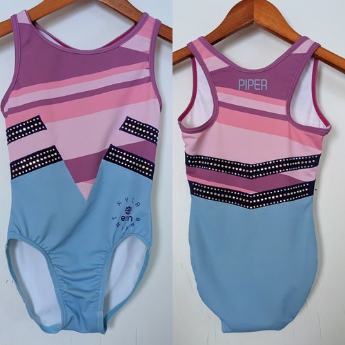 ERIN (TURN) Gymnastics Leotard Racerback Dusty Rose Teal Rhinestones ...