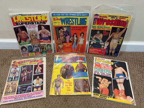 Lot of 6 Vintage Wrestling Magazines from 1975- Ring, Inside Wrestling ...
