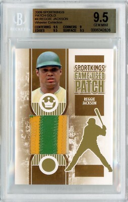 2009 SPORTKINGS GAME-USED PATCH #P4 - GOLD 1/1 REGGIE JACKSON RELIC ...