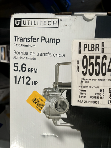 Utilitech Cast Iron Transfer Pump 1/2 HP 25GPM (0955642) Heavy Duty | eBay