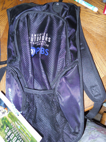 hydration backpack NWOT PBS American Outdoors black promo merch! Unique ...