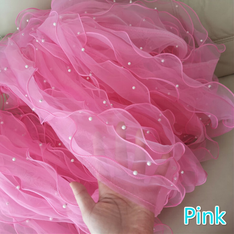 Beads Organza Ruffle Trim Sewing Fabric 3 Layer Frill Mesh Falbala ...