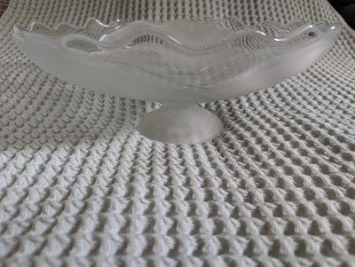 Vtg Viking Glass Cabbage Leaf Cake Plate Stand Scalloped Edge | eBay