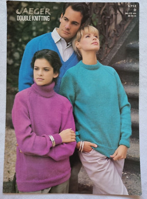 Jaeger 5712 Ladies and Mens Raglan Sweaters Knitting Pattern - VGC ...