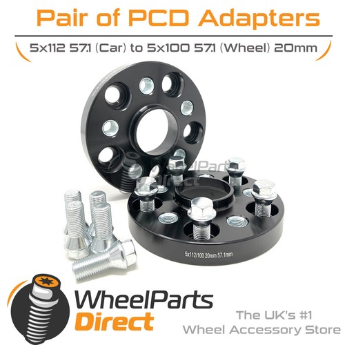 PCD Adapters 5x112 57.1 (Car) to 5x100 57.1 (Wheel) 20mm for Audi A3 ...