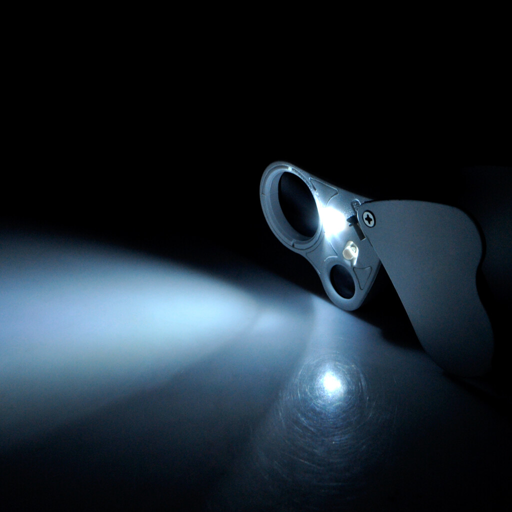 30X 60X Jewelry Loupe LED Lighted Illuminated Jewelers Eye Loop 2 Lens ...