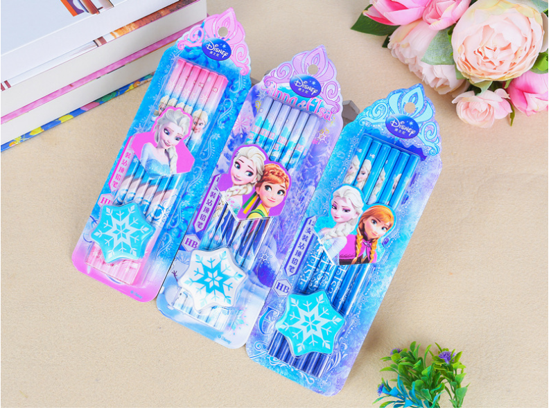 12PC Frozen Elsa HB Pencils Snow Eraser Kids Childrens Party Bag ...