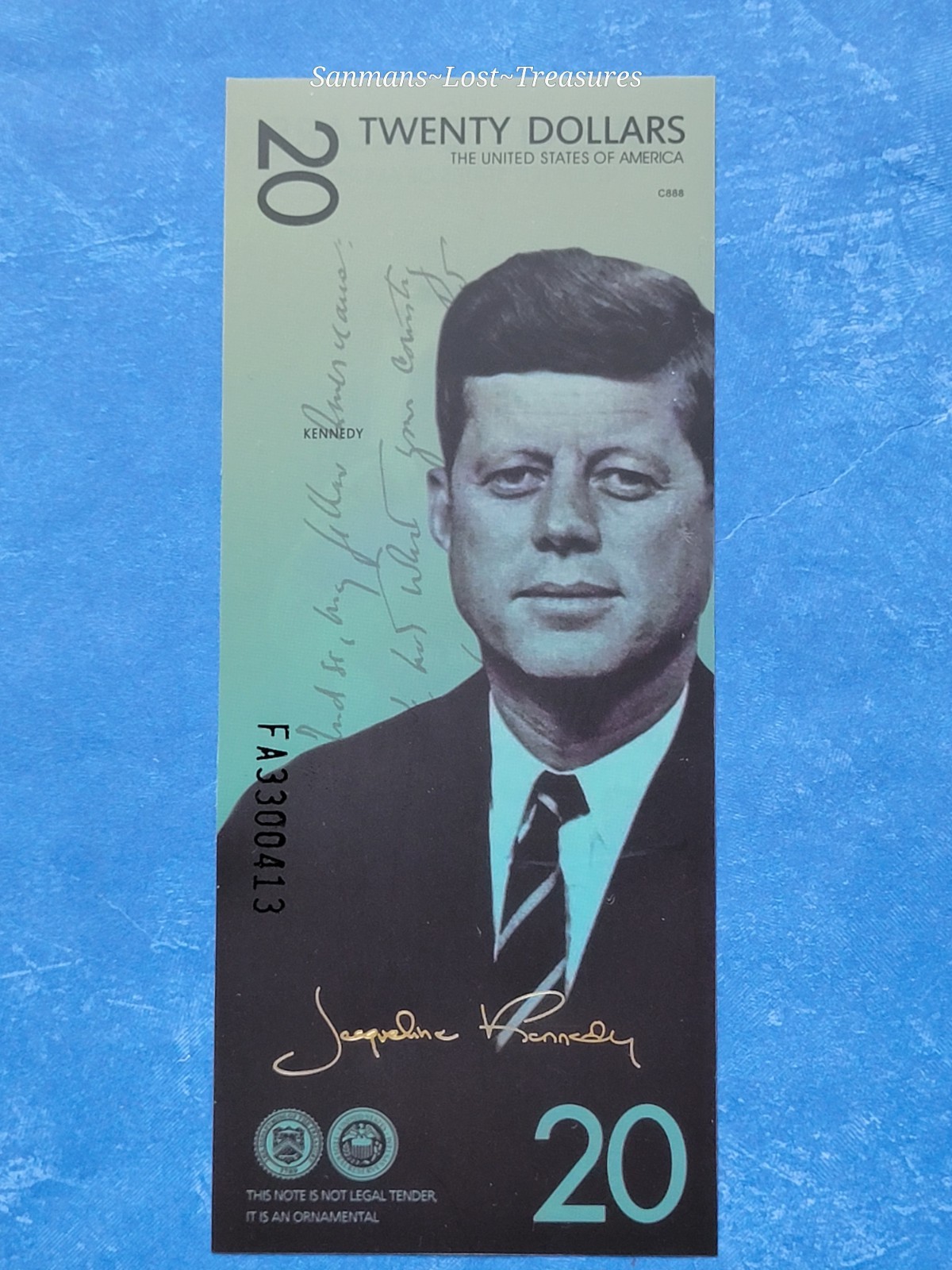 (1) 2020 US $20 Dollar Banknotes J.F.K Fantasy UV Money Commemorative ...