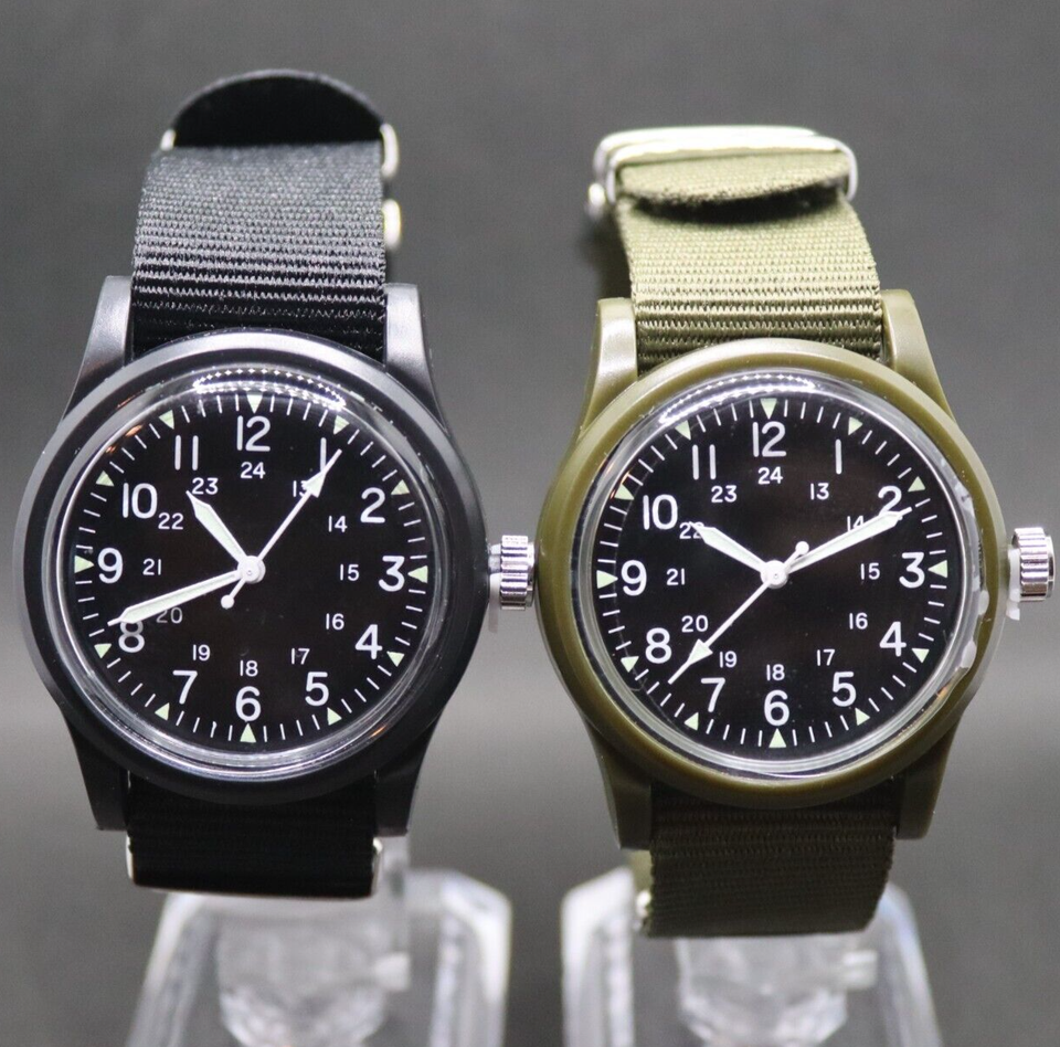 [NEW] Daiso Military Watch Set of 2 Olive & Black Hattori Seiko ...