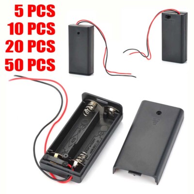 5/10/20/50x 2 AA 2A Battery Holder Box Case with ON/OFF Switch&Cover ...