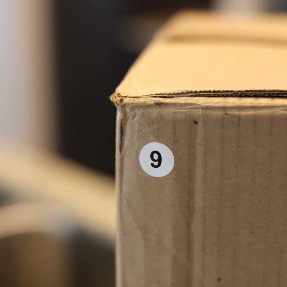 White with Black Number 9 Circle Dot Stickers, 3/4 Inch Round, 500 ...