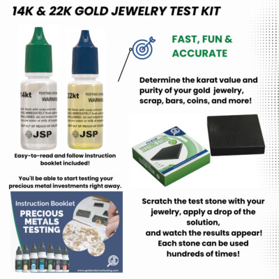 Gold Testing Kit 14k 22k 24k Solution Acid with Scratch Stone Test ...