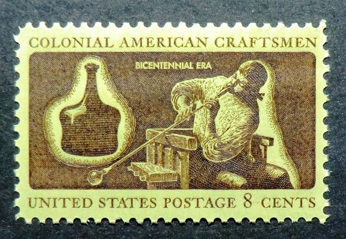 1456 MNH 1972 8c Glass Blower Colonial Craftsmen blowing making trades ...