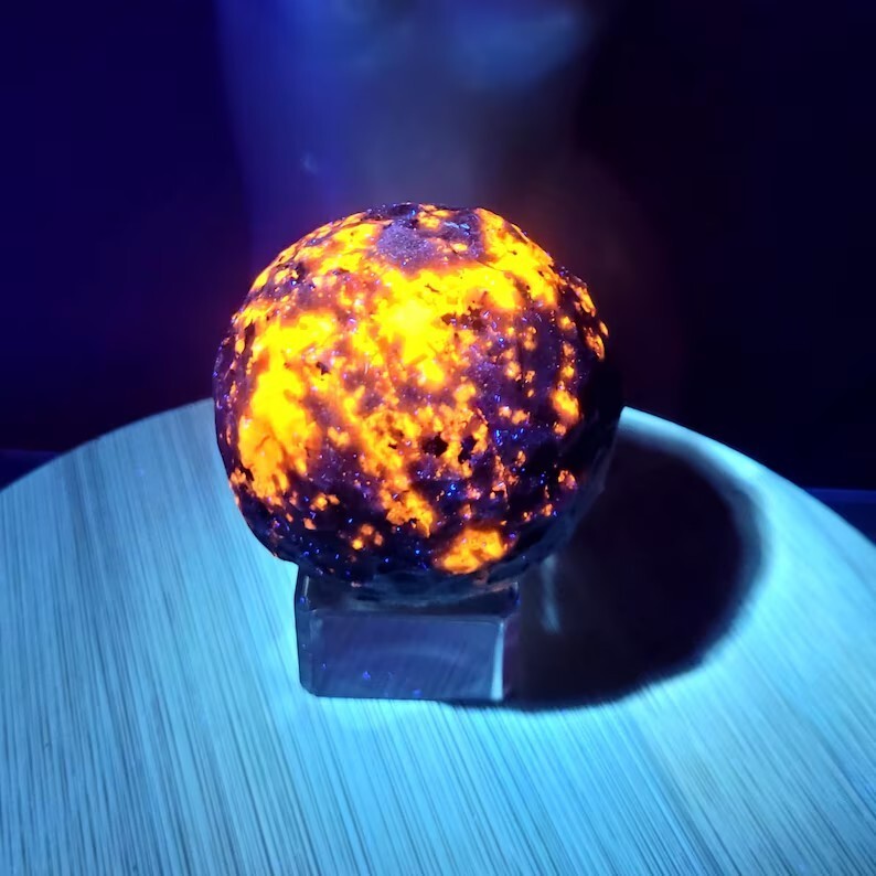2" Emberlite Full Moon Yooperlite Sphere Ball UV Glow Stone Crystal ...