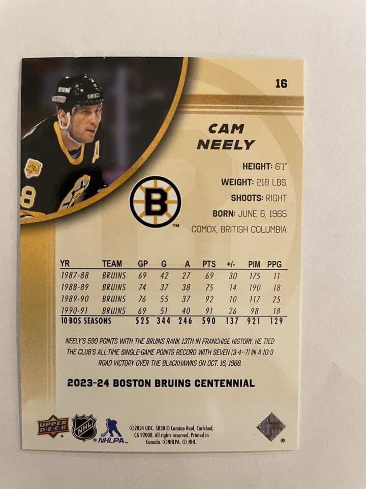 2023-24 Upper Deck Boston Bruins Centennial - #16 Cam Neely | eBay