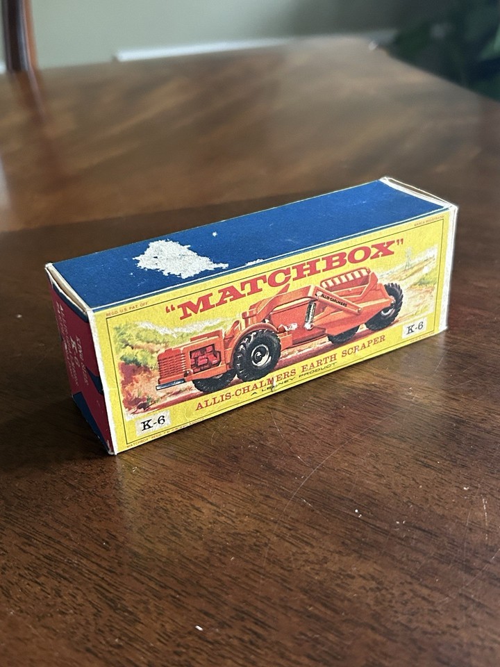 Matchbox K-6A Allis Chalmers Earth Scraper RED plastic wheels near mint ...