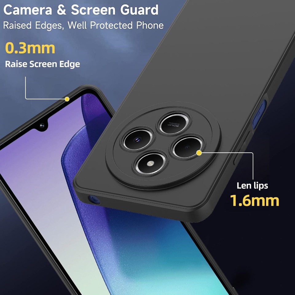 For Xiaomi Redmi 14C Case, Slim Silicone Gel Phone Cover Matte Black ...