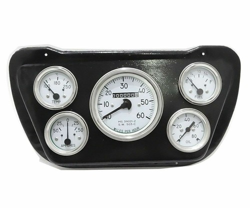 Complete White Face Speedometer Mounting plate steel Black For Willys ...