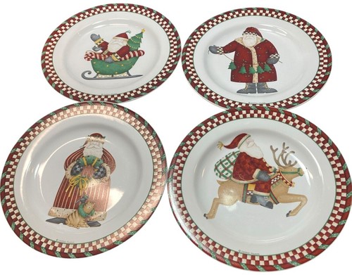 VTG Sakura Debbie Mumm SANTA'S SPIRIT 8.25" Salad Dessert Plate Set 4Pc ...