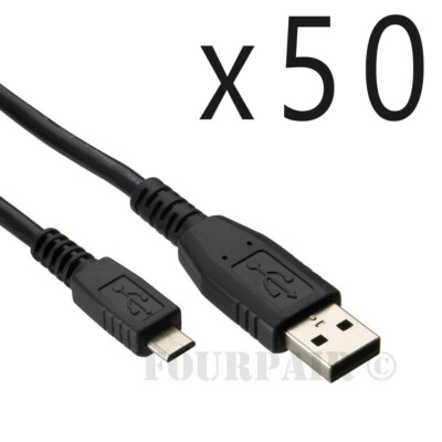50 Pack - 15ft Micro USB Charger Cable Playstation 4 PS4 Dualshock ...