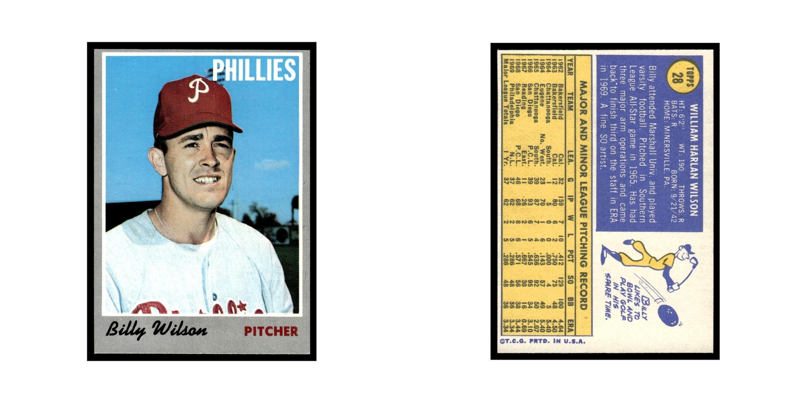 1970 Topps Baseball Card Billy Wilson Phillies #28 | eBay