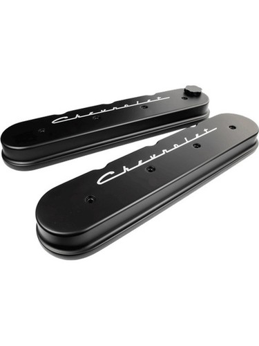 Billet Specialties Ls Chevrolet Script Black Cast Valve Covers ...