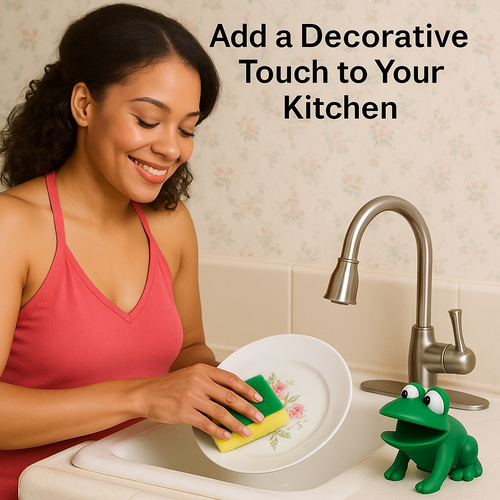 Frog Sponge Holder with Dual-Sided Sponge – Fun Kitchen Sink Organizer ...