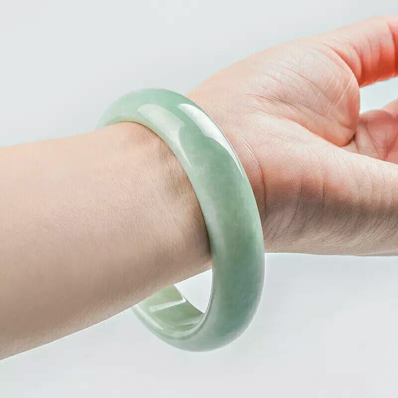 Genuine Natural Light Green Jadeite Jade Gems Bangle Bracelet 56-64mm ...