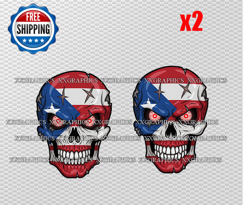 (2) Puerto Rico Flag Skull Decal Boricua Coqui Vinyl Sticker Rican D | eBay