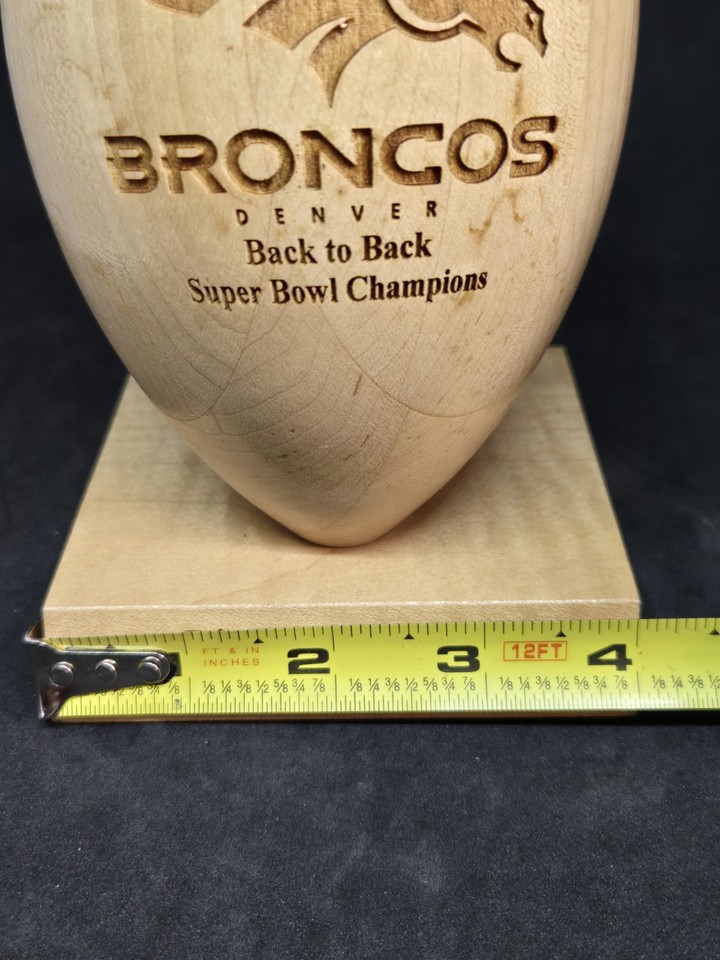 Laser Engraved Solid Wood Football Denver Broncos Grid Works LIMITED ...