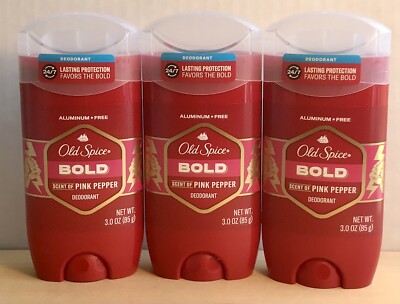 3 Pack Old Spice Bold Scent of Pink Pepper Deodorant Solid Stick 3.0 oz ...