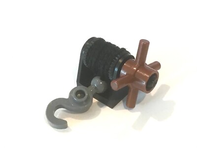 LEGO Black String Reel Winch 2x2 Complete with String, Black Drum, Hook ...