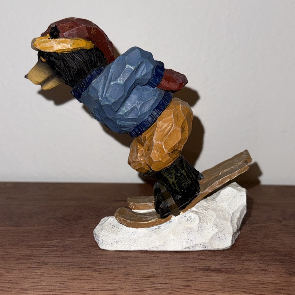 Big Sky Carvers Bearfoots Ski Tumble Ornament Resin Black bear Snow ...