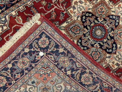 Indo Per'sian Heriz Rug 4x6, Red and Navy Hand Knotted Traditional ...