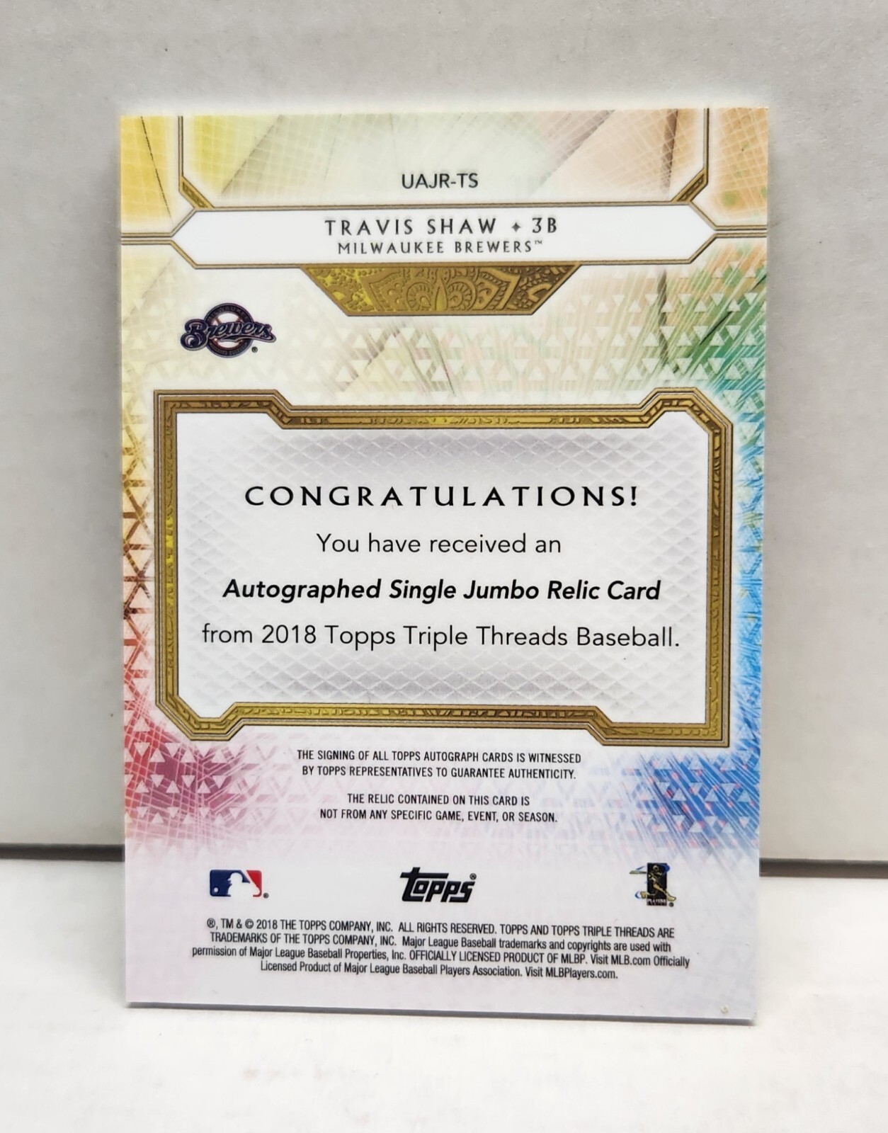 2018 Topps Triple Threads - Autograph Single Jumbo Relics Gold #UAJR-TS ...