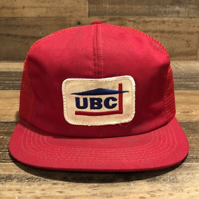 Vintage UBC Hat Snapback Trucker Cap Mens Red 90s K Products USA Made ...