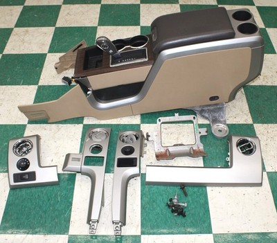 13' F150 Tan Wood Floor Shift Console Dusk Leather Armrest Dash Trim ...