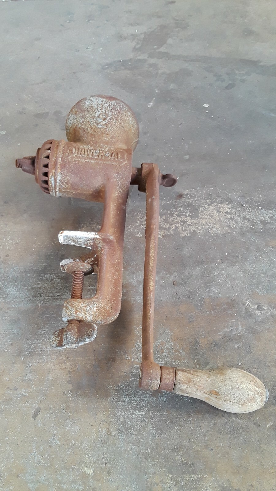 vintage No. 2 UNIVERSAL GRINDER Food Meat Chopper HAND CRANK table ...