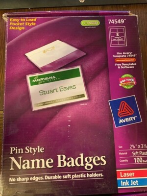 Avery 74549 Pin Style Name Badges (95 Plastic Badges/a few inserts) | eBay