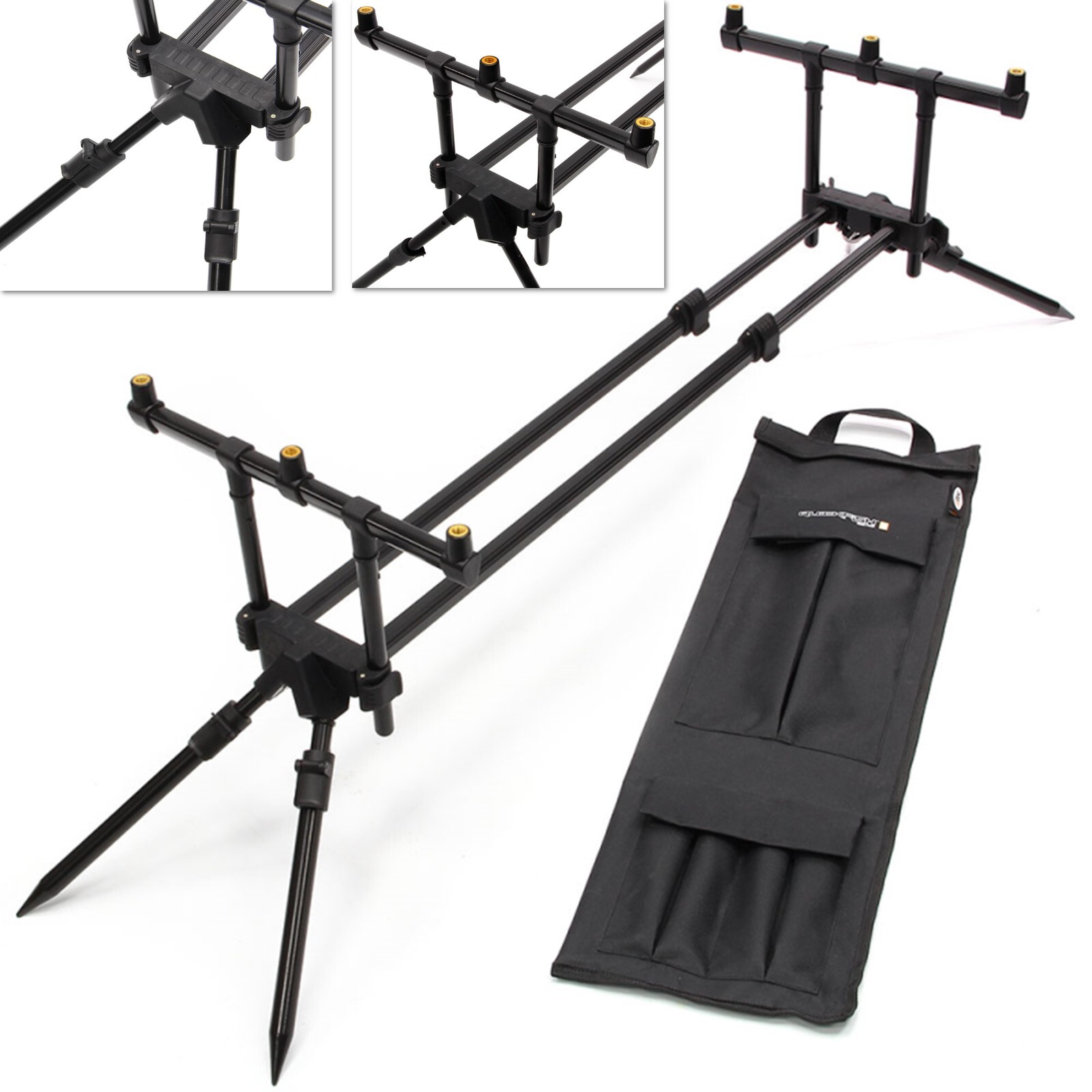 ROD POD CARP FISHING 3 ROD LIGHTWEIGHT ADJUSTABLE POD NGT QUICKFISH MK2 ...
