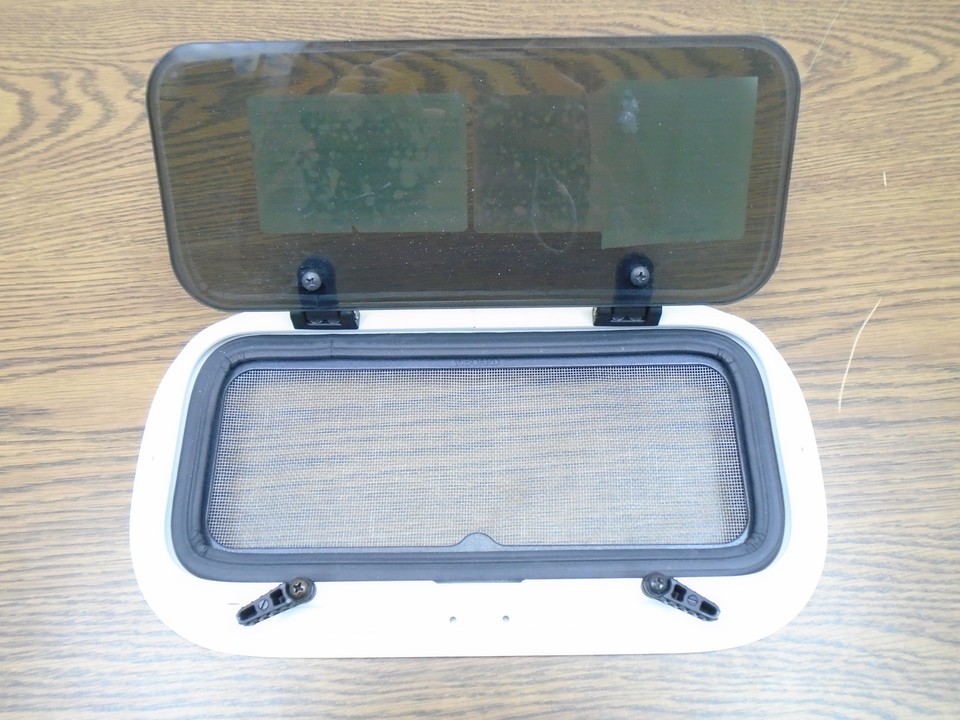 BOMAR PORTLIGHT WINDOW 12 3/4" X 6" WHITE ALUMINUM TINTED MARINE BOAT ...