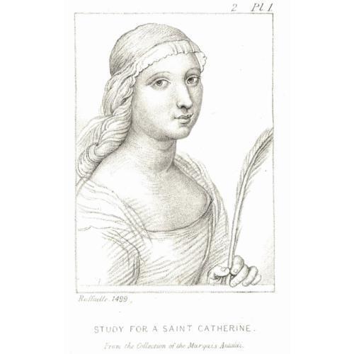 RAPHAEL ETCHING SAINT CATHERINE STUDY 1866 RENAISSANCE OLD MASTER ART ...