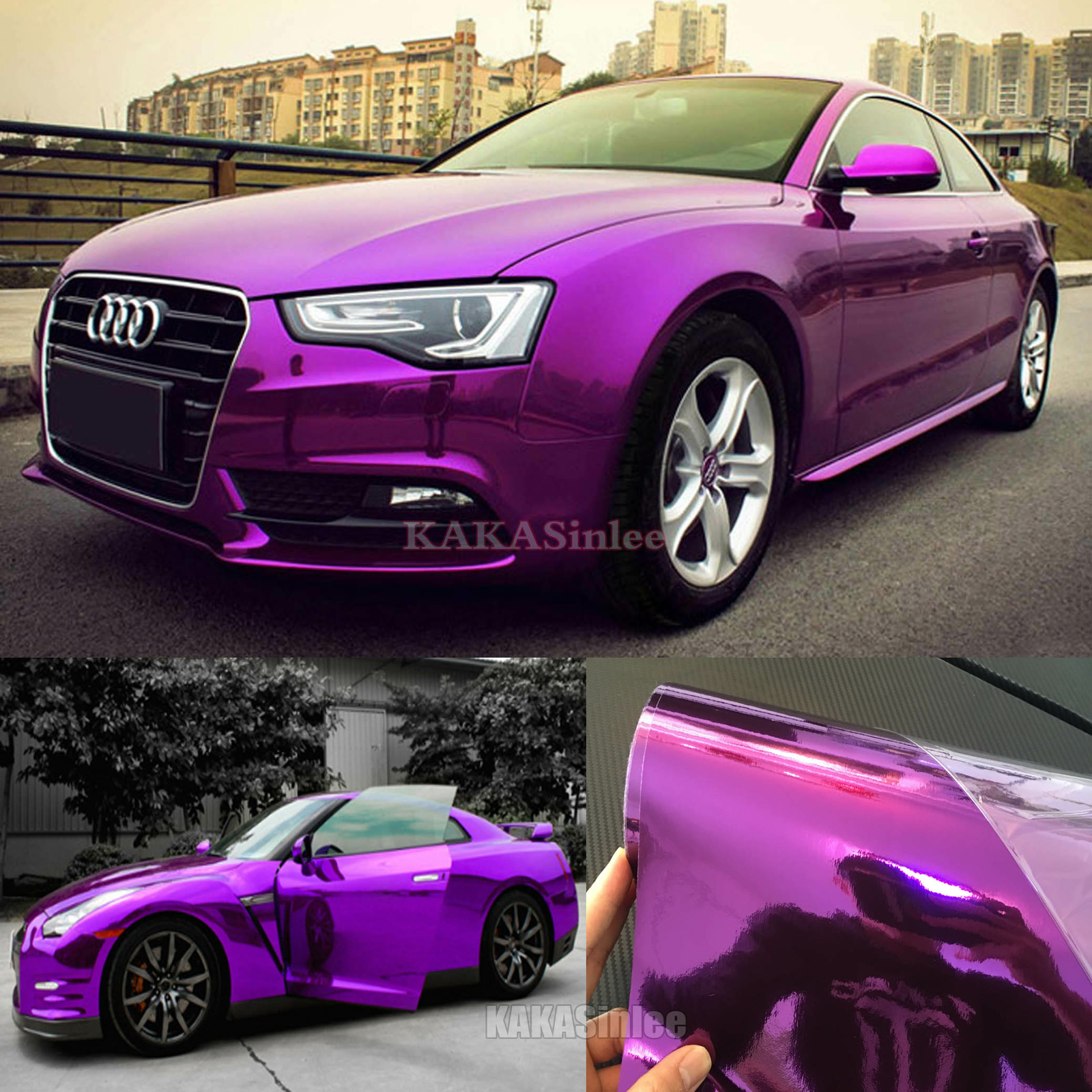 Stretchable Metallic Car Mirror Chrome Vinyl Wrap Reflective Sticker ...