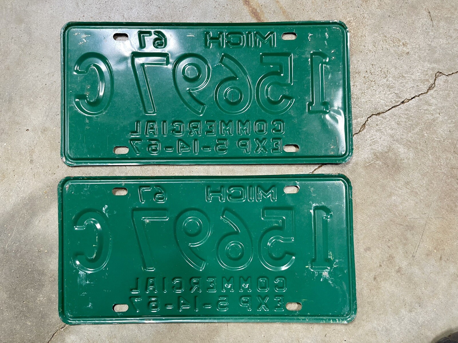 Pair 1967 Michigan Commercial License Plate Tag 15697 C | eBay