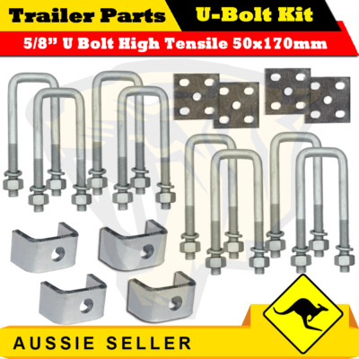5/8” U Bolt High Tensile 50x170mm Caravan Trailer Spring Fitting Kit ...