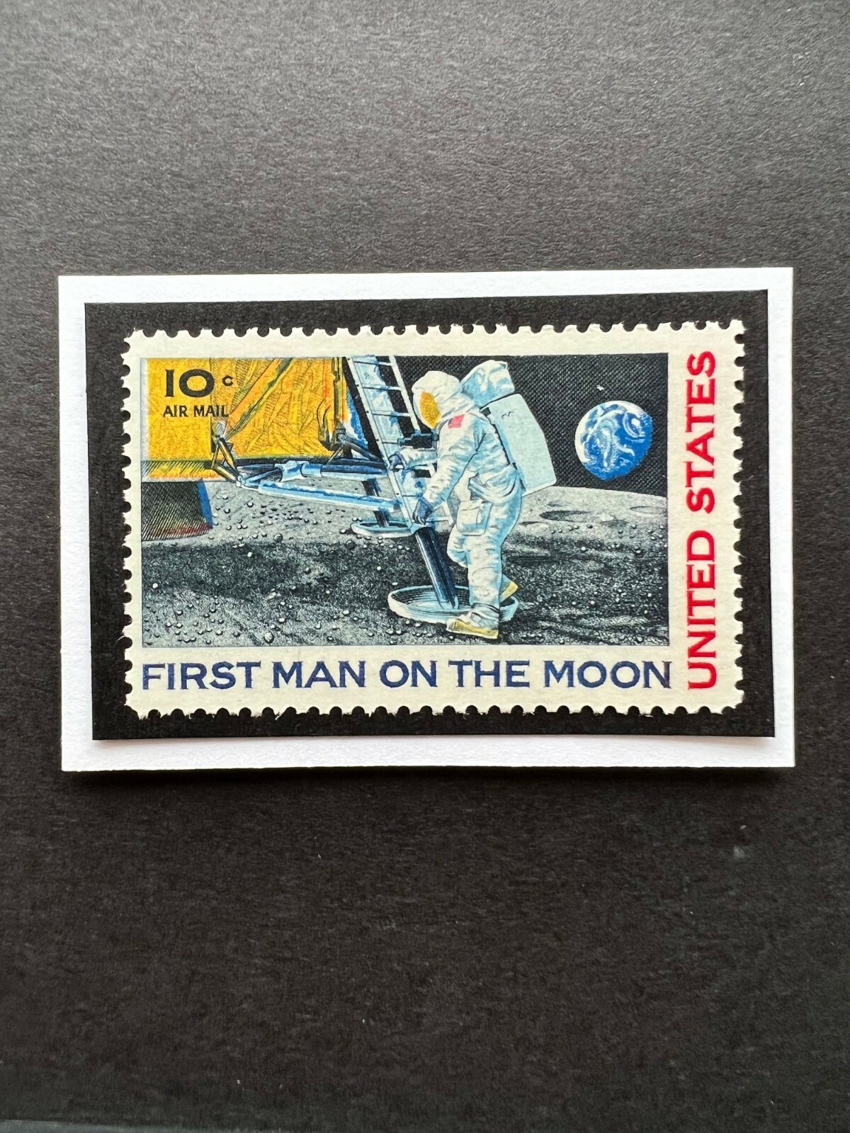First Man on the Moon 1969 Framed Postage Stamp Vintage USA #C76 | eBay
