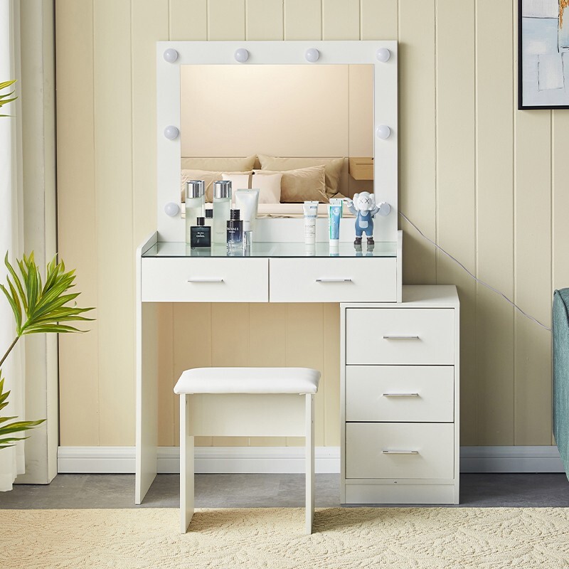 Dressing Table with LED Lighted Mirror Makeup Lady Dresser Desk Table ...